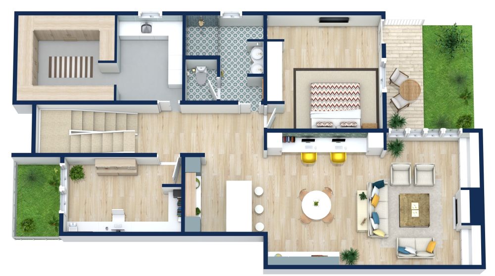 Keller-Layout mit Schlafzimmer