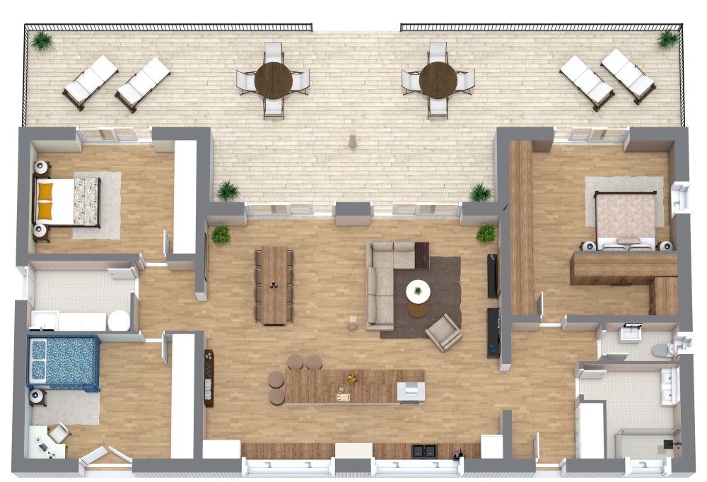 Container Home Floor Plan Rendering