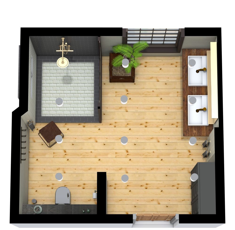 Large Industrial Style Bathroom