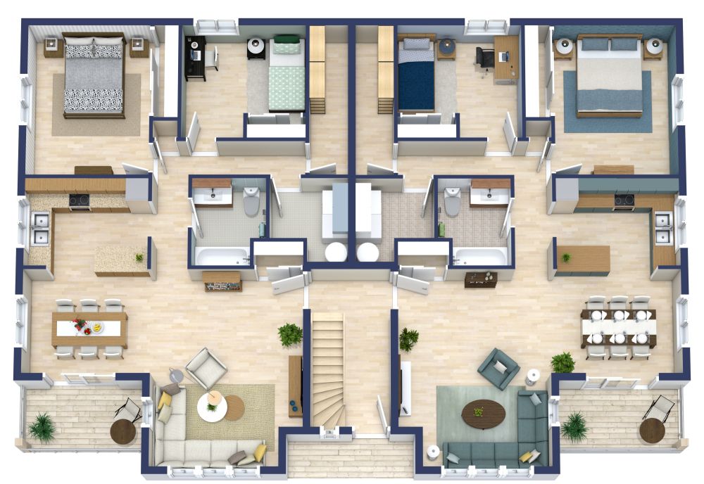 Fourplex Apartment Floor Plan
