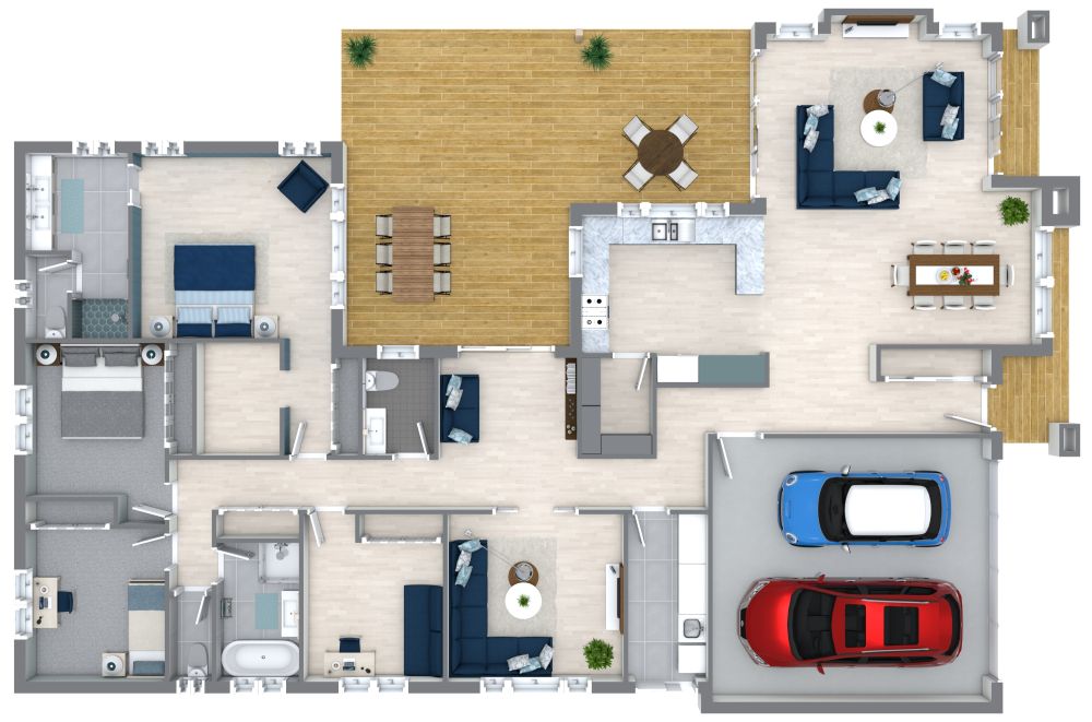 3d Floor Plan Four Bedroom Design
