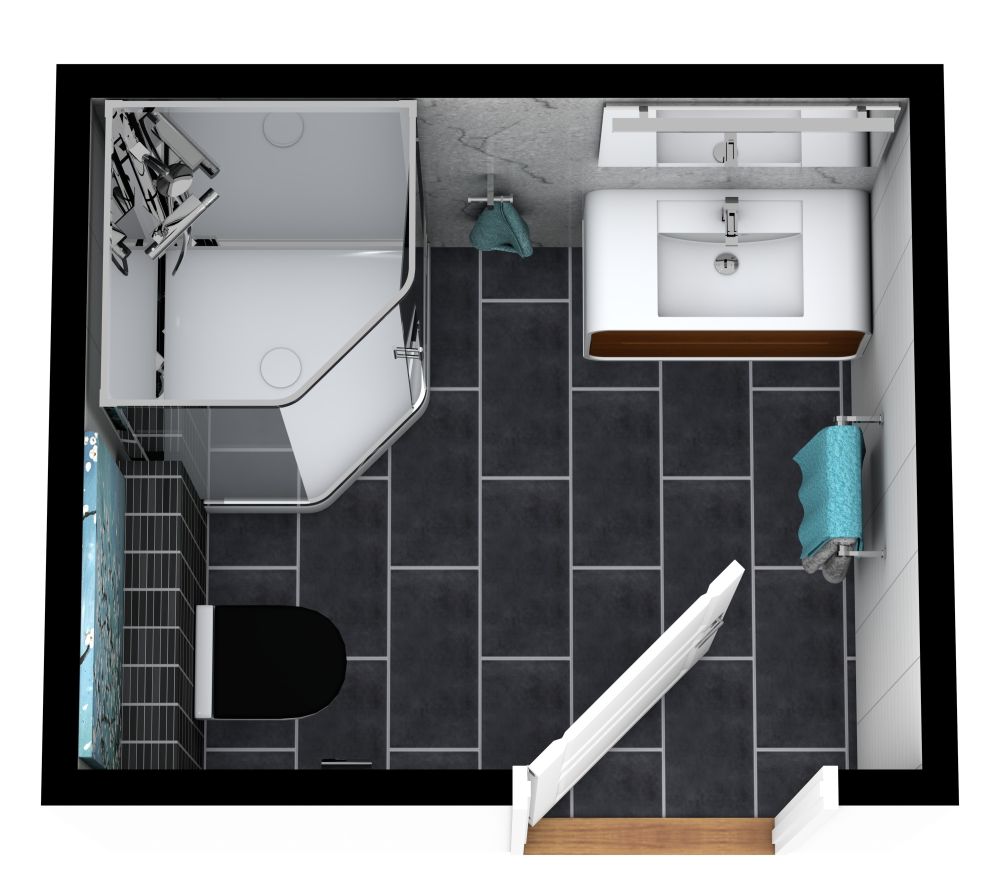 Grundriss für ein kleines modernes Bad