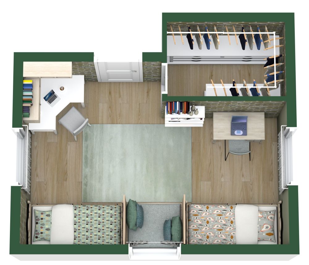Twin Bedroom Floor Plans Contemporary Style House Plan 2 Beds 2